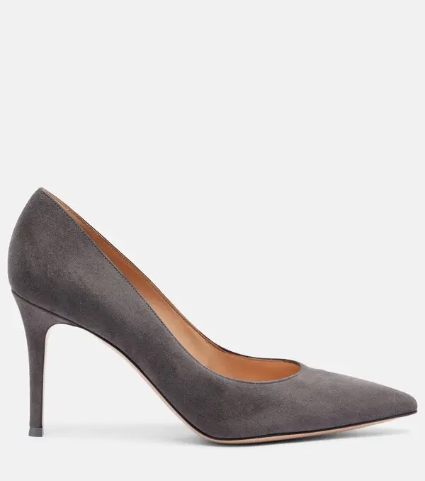GIANVITO ROSSI 85 Suede Pumps - Grey