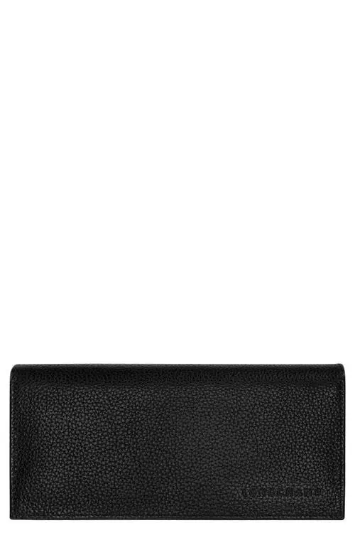 Longchamp Le Foulonné Continental Leather Wallet - Black
