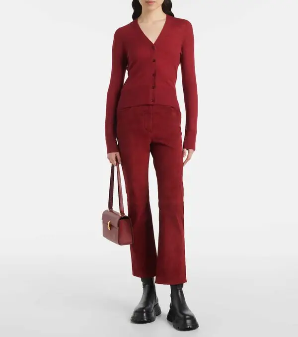 JOSEPH High-rise Suede Slim Pants