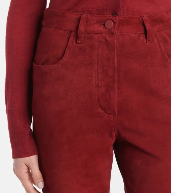 JOSEPH High-rise Suede Slim Pants
