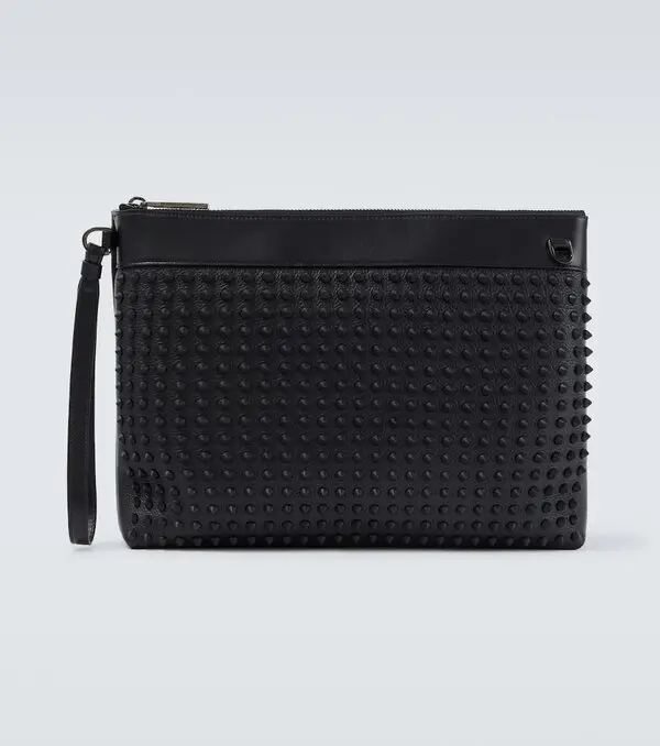 CHRISTIAN LOUBOUTIN Stud-embellished Leather Pouch - Black