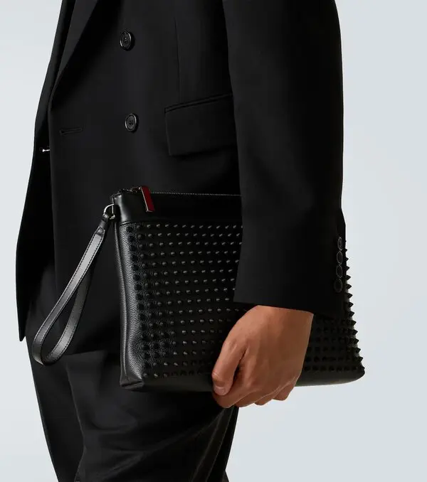 CHRISTIAN LOUBOUTIN Stud-embellished Leather Pouch