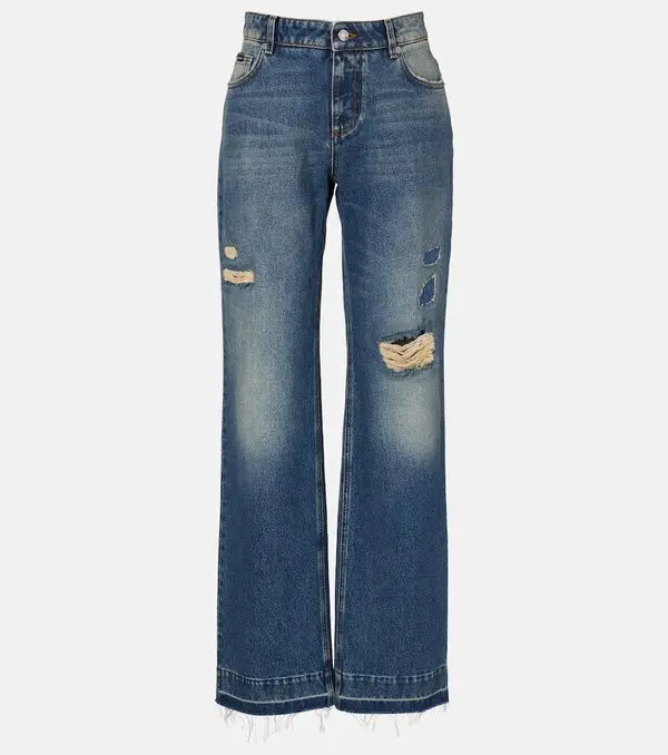 Dolce & Gabbana Distressed Straight Leg Jeans