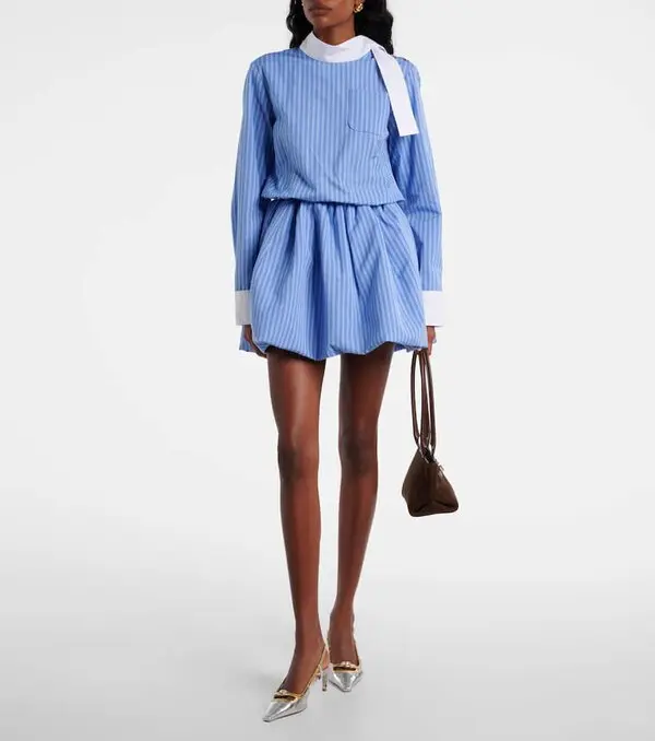 PATOU Striped Cotton Poplin Minidress
