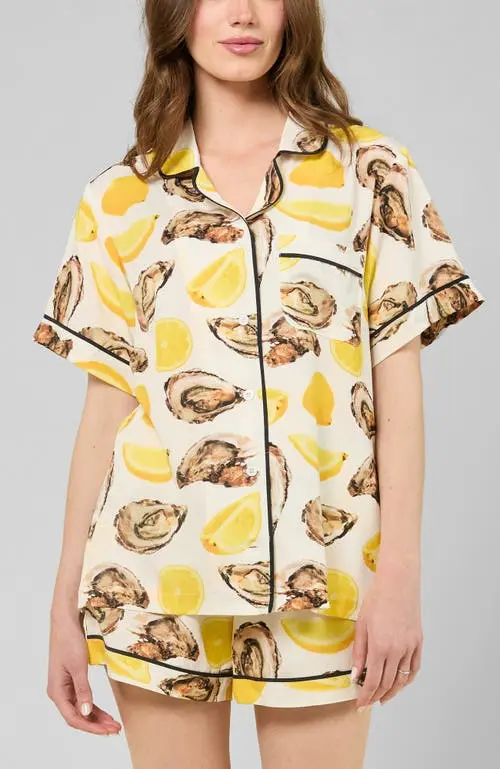 KATIE KIME The World Is Your Oyster Pajama Shorts Set - Yellow