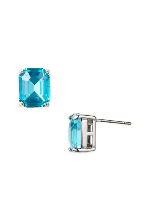 Kurt Geiger Small Stone Stud Earrings - Silver/light Blue