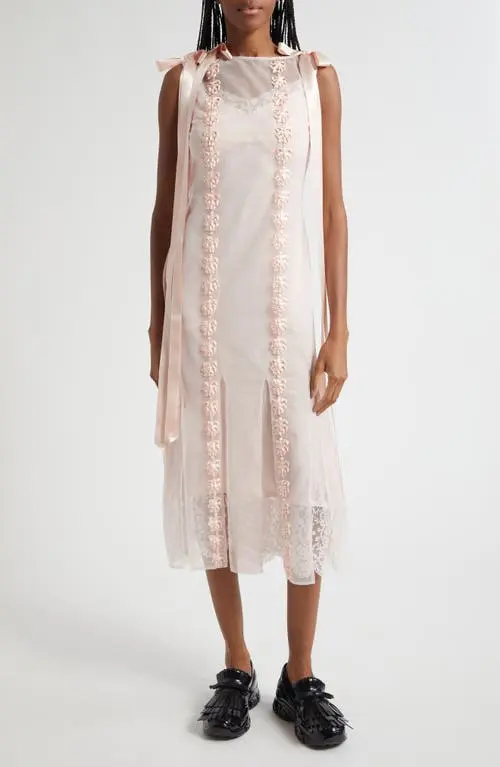 Simone Rocha Ribbon Daisy Chain Multi Slit Midi Dress