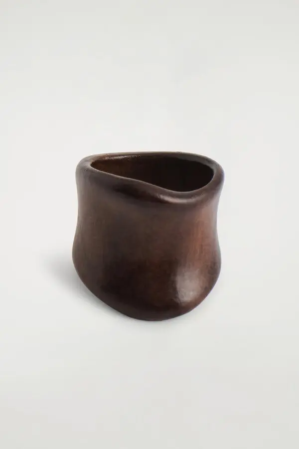 Cos Curved Walnut Wood Ring - Brown