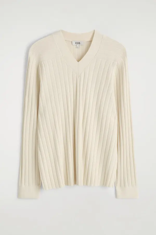 Cos Ribbed-knit V-neck Sweater