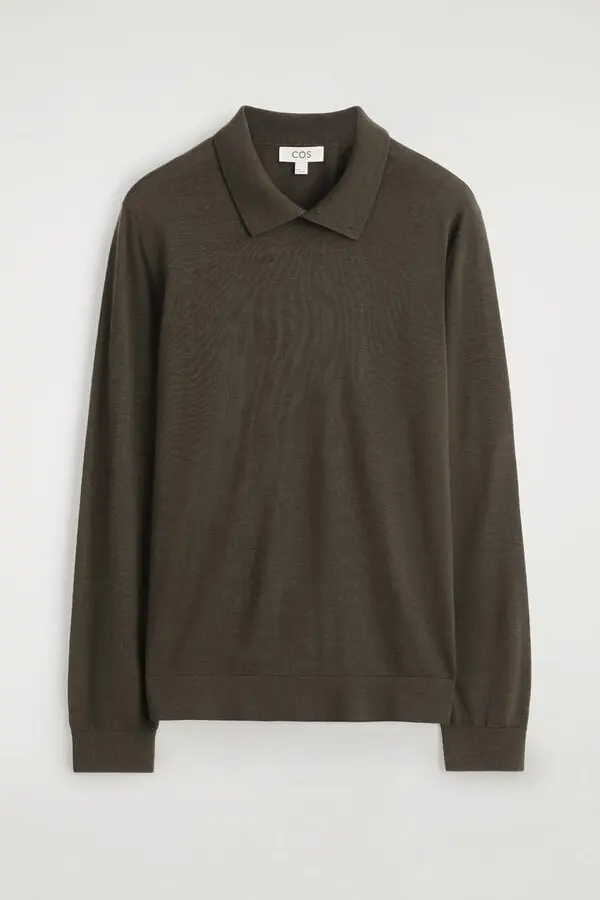 Cos Merino Wool Button-collar Sweater
