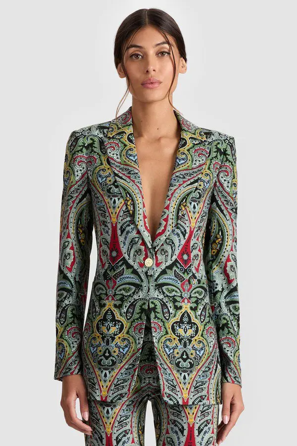 Alice + Olivia Breann Printed Blazer - Natural