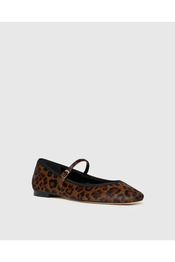 Paige Jolie Leopard Print Haircalf Ballerina Flats