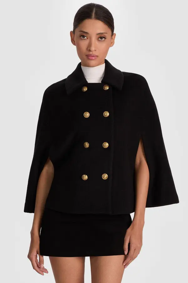 Alice + Olivia Reynalda Mini Cape - Black