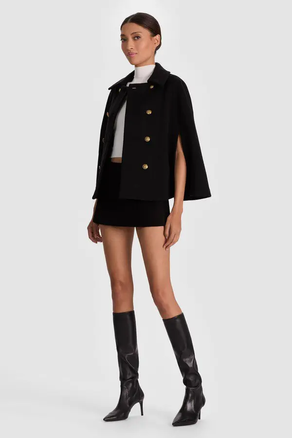 Alice + Olivia Reynalda Mini Cape - Black