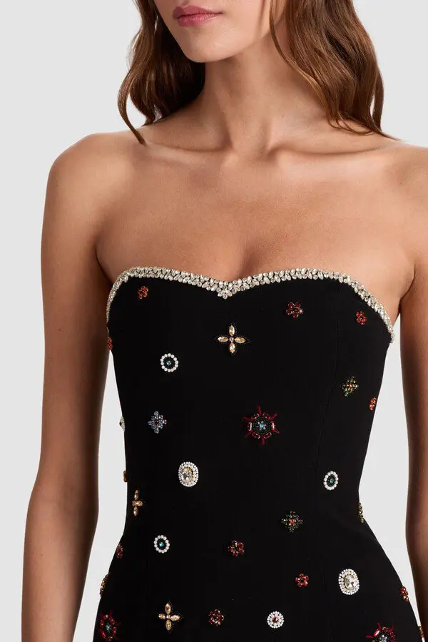 Alice + Olivia Iva Embellished Mini Dress - Black - 60% Off | Editorialist