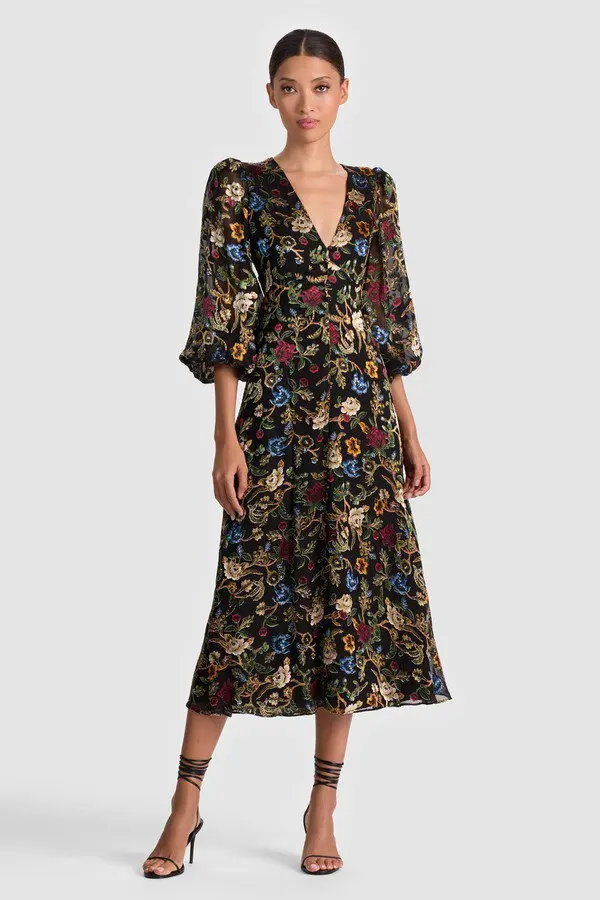 Alice + Olivia Mona Printed Midi Dress
