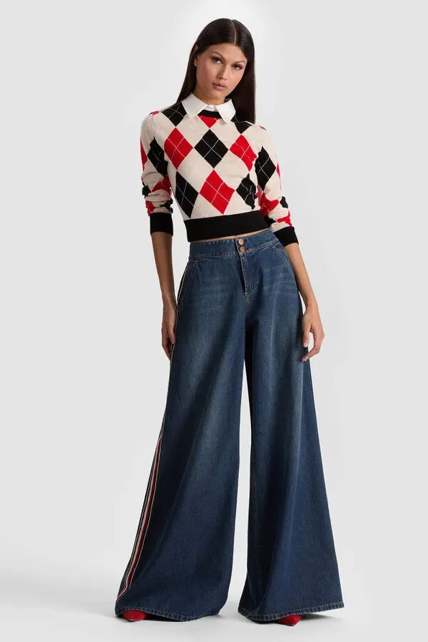 Alice + Olivia Nessi Wide-leg Jeans With Side
