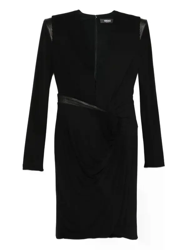 Versace Long-sleeved V-neck Midi Dress