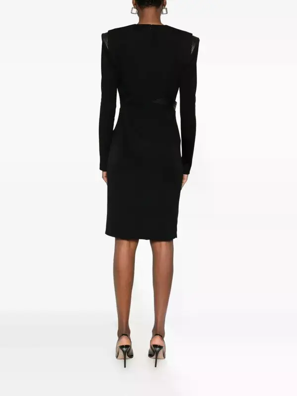 Versace Long-sleeved V-neck Midi Dress