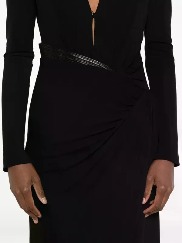 Versace Long-sleeved V-neck Midi Dress