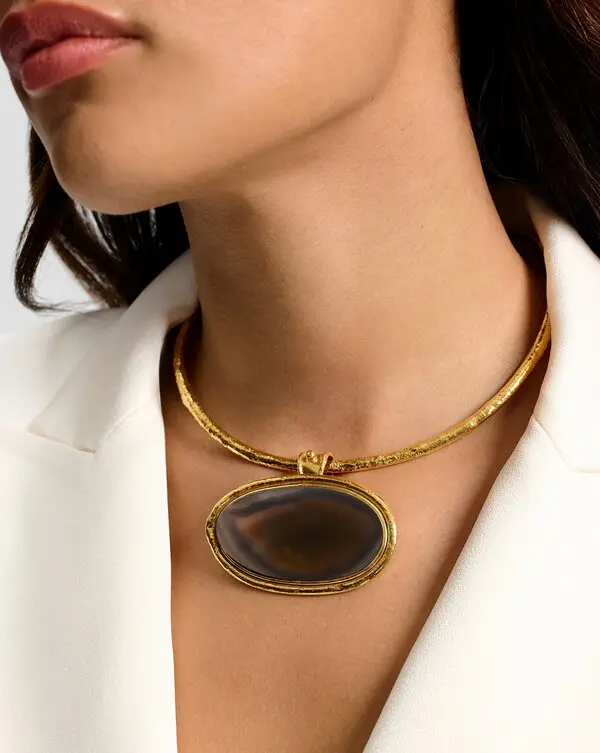 Veronica Beard Dakota Necklace Brown Agate Editorialist