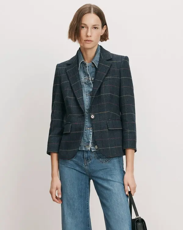Veronica Beard Schoolboy Plaid Dickey Jacket
