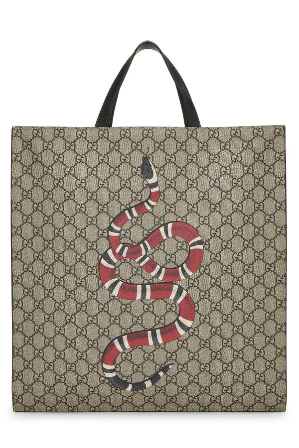 Gucci Gg Supreme Kingsnake Tote - Black