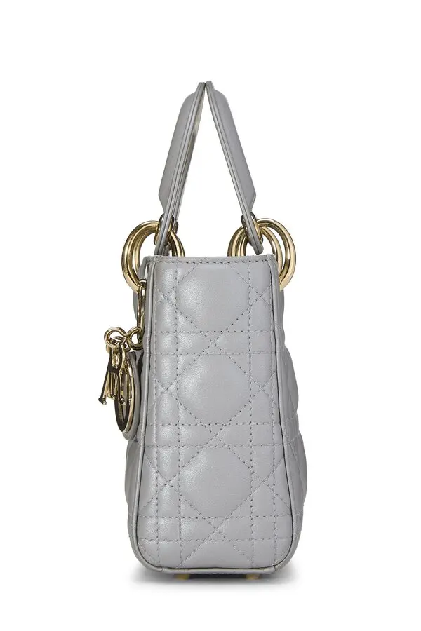 Dior Cannage Quilted Lambskin Lady - Grey