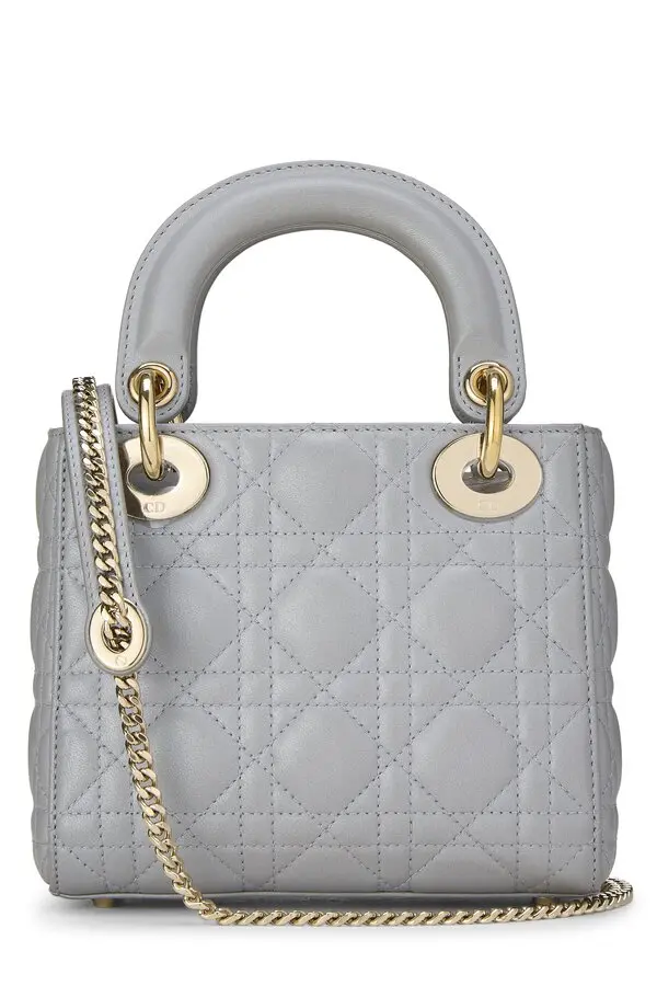 Dior Cannage Quilted Lambskin Lady - Grey