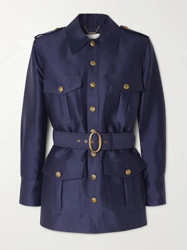 Zimmermann Belted Wool And Silk-blend Jacket - Blue
