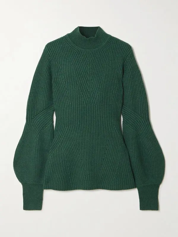 Zimmermann Ribbed Wool Peplum Sweater