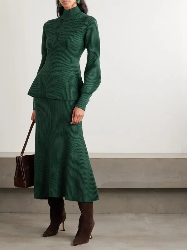 Zimmermann Ribbed Wool Peplum Sweater