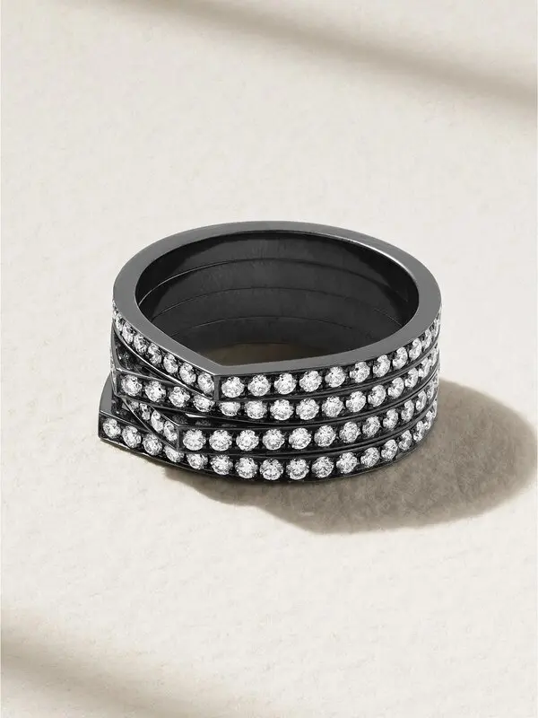 REPOSSI Antifer 14-karat Blackened Gold Diamond Ring - Black