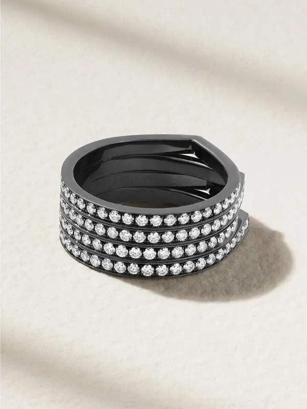 REPOSSI Antifer 14-karat Blackened Gold Diamond Ring