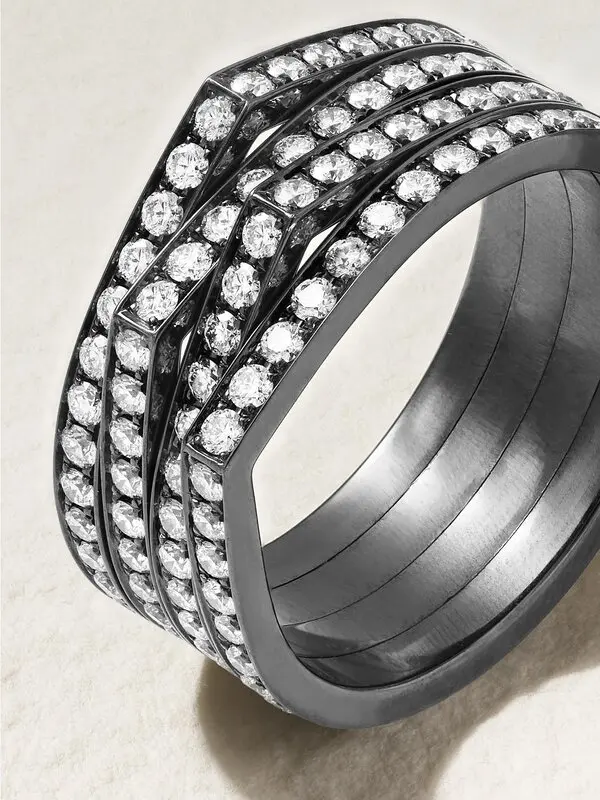 REPOSSI Antifer 14-karat Blackened Gold Diamond Ring