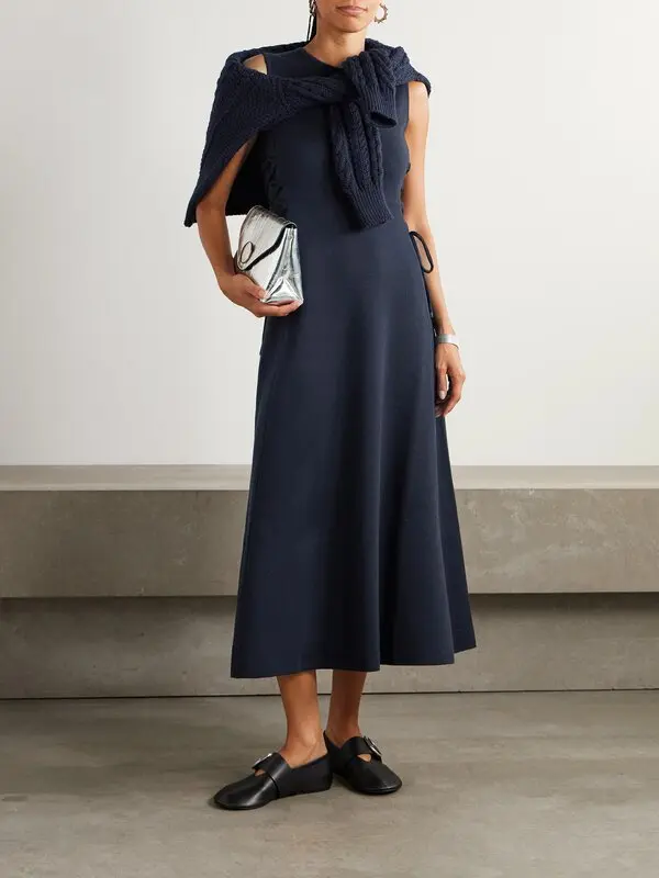 Max Mara Delfi Lace-Up Wool Midi Dress - Blue - 40% Off | Editorialist