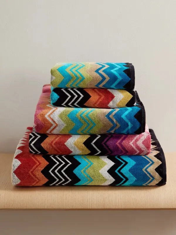 Missoni Giacomo Set Of Five Striped Jacquard-knit Cotton-terry Towels - Multi