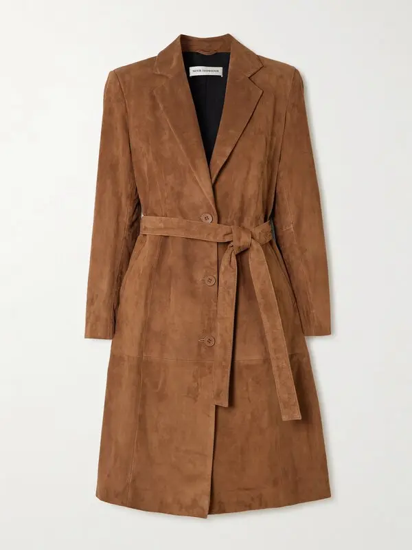 Nour Hammour Vesper Belted Suede Coat