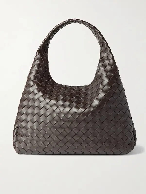 Bottega Veneta Campana Large Intrecciato Leather Shoulder Bag - Brown