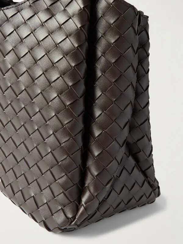 Bottega Veneta Campana Large Intrecciato Leather Shoulder Bag - Brown