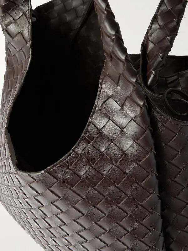 Bottega Veneta Campana Large Intrecciato Leather Shoulder Bag - Brown