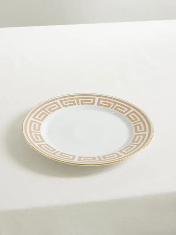 GINORI 1735 Labrinto Gold-plated Porcelain Dinner Plate - White