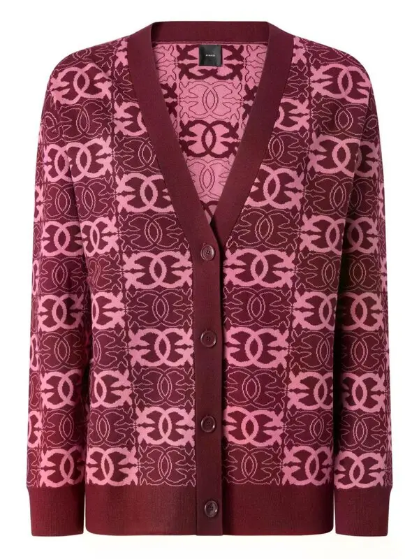 Pinko Love Birds-intarsia Cardigan - Red