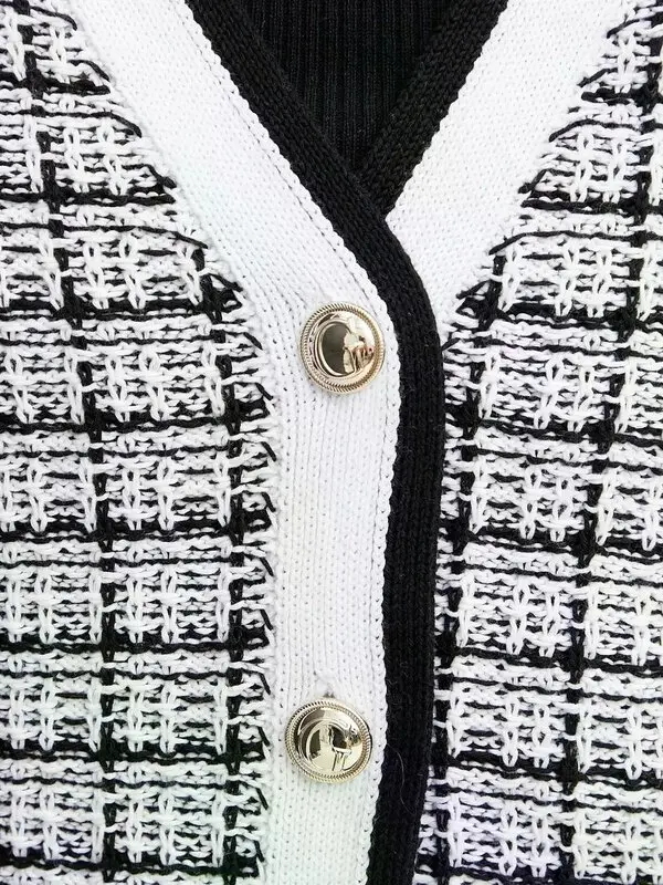 Guess Checked Buttoned Cardigan