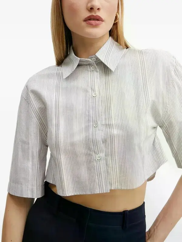 Patrizia Pepe Striped Cropped Shirt - Grey
