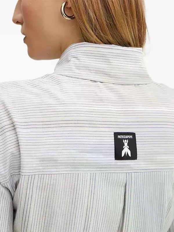 Patrizia Pepe Striped Cropped Shirt - Grey