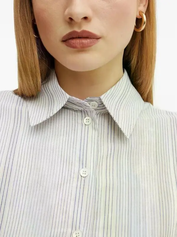 Patrizia Pepe Striped Cropped Shirt - Grey
