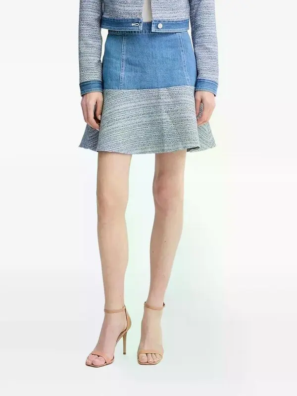 Guess Denim Tweed-panel Mini Skirt