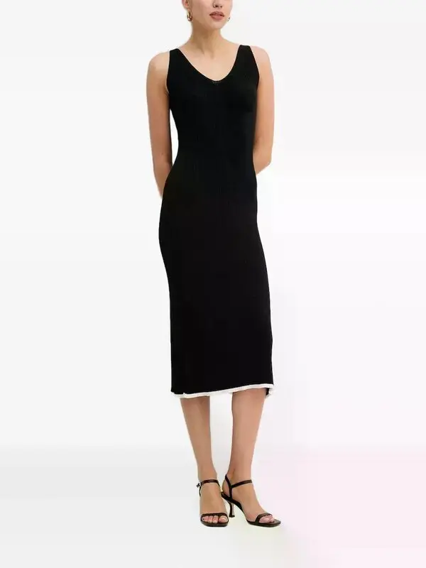 Gant Ribbed V-neck Midi Dress