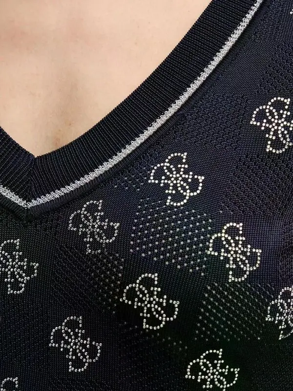 Guess 4g Logo-pattern V-neck Sweatshirt